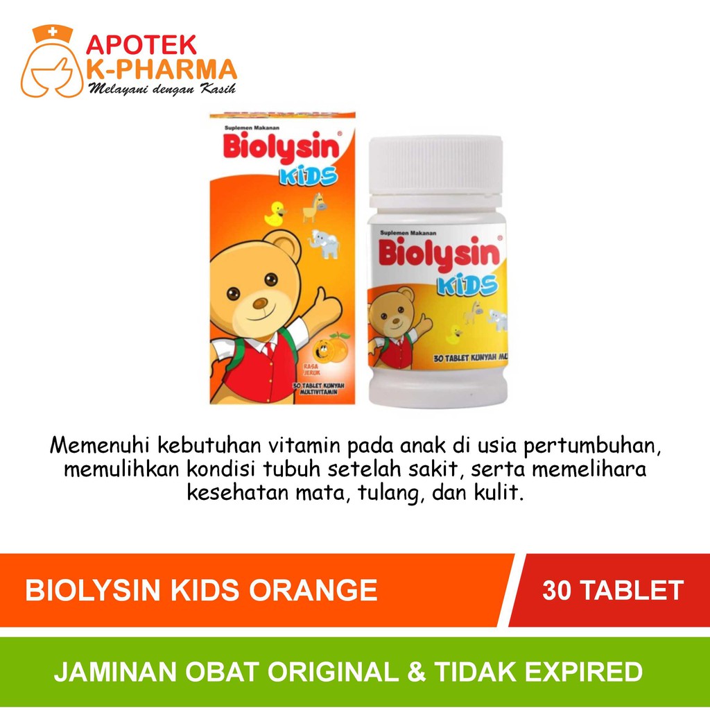Jual Biolysin Kids Orange Isi 30 Tablet Obat Original Berno | Shopee ...
