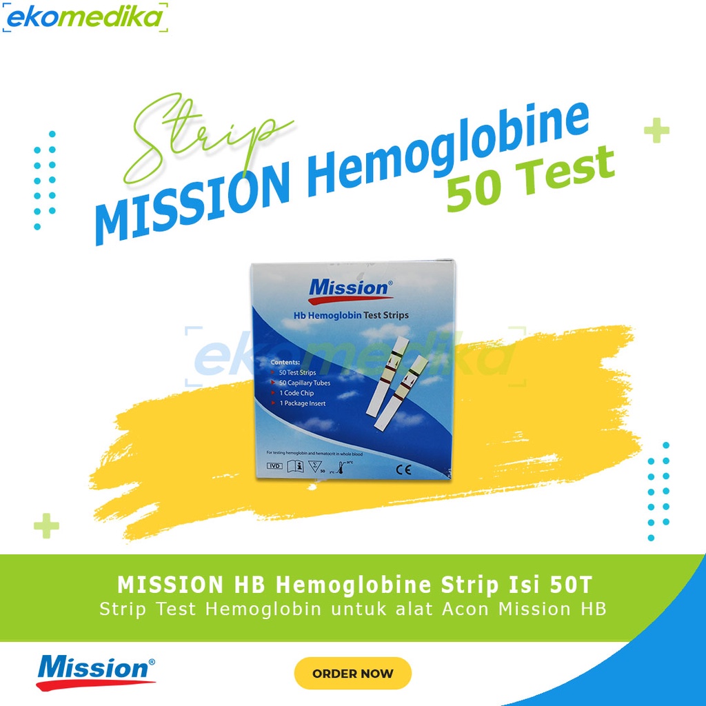 Jual Strip MISSION HB Hemoglobin Strip 50T | Hemoglobin isi 50 ED 06/ ...