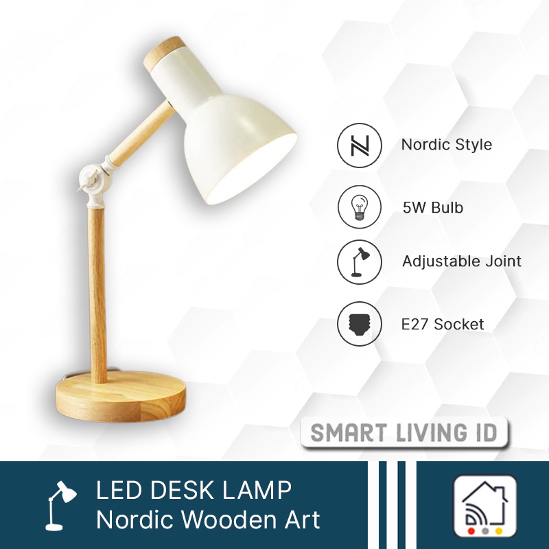 Jual Lampu Meja Baca Model Kayu LED Desk Lamp Nordic Wooden Art 5W Warm ...