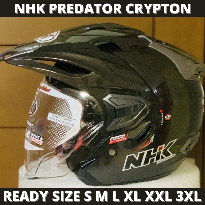 Jual Helm NHK Predator Crypton Solid Gunmetal Abu Double Visor Half Face | Shopee Indonesia