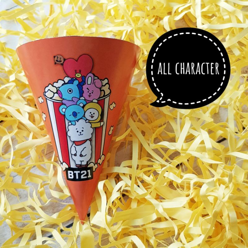 Jual BT 21 Popcorn Cone + Plastik Tempat Popcorn Label | Shopee Indonesia