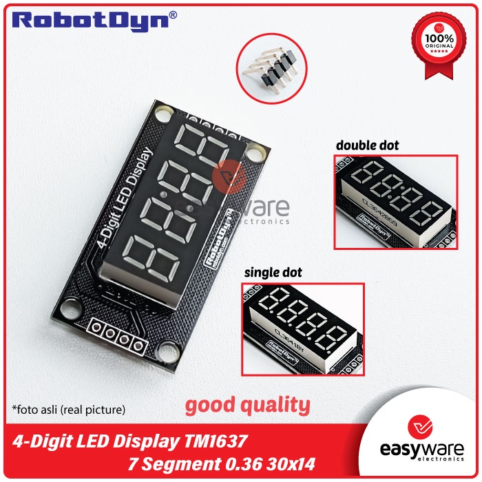 Jual RobotDyn TM1637 4 DIGIT LED DISPLAY TUBE 7 SEGMENT 0.36 4 DIGIT ...