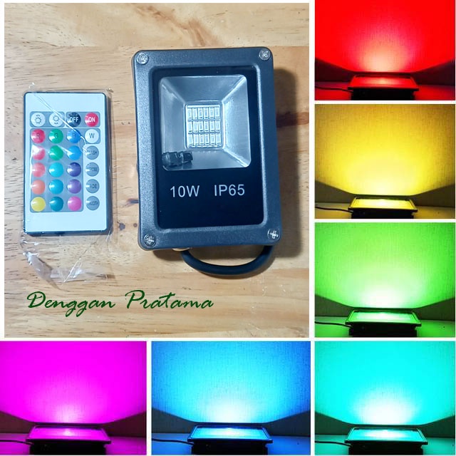 Jual Lampu Sorot RGB Remote 10 Watt Floodlight 10w | Shopee Indonesia