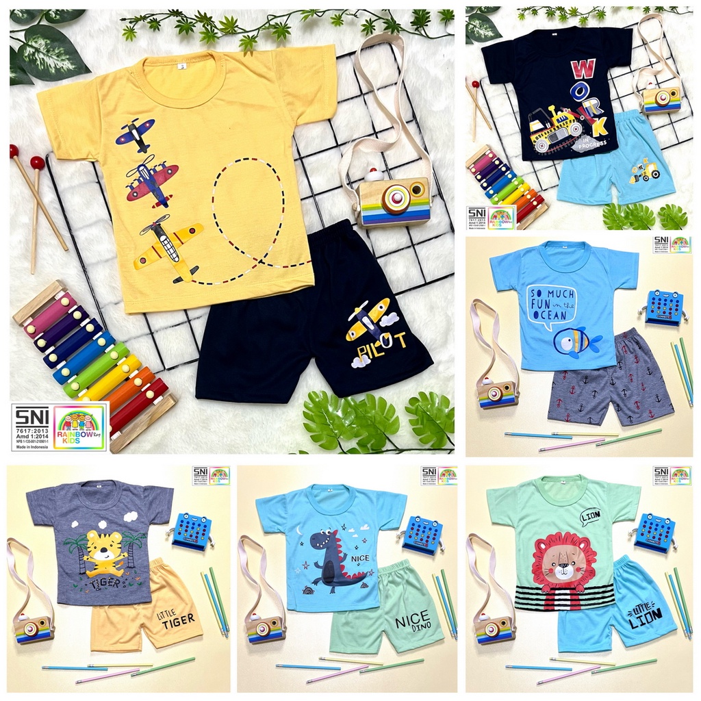 Jual RAINBOW SETELAN PENDEK KOMBINASI / SET BAJU ANAK UNISEX COWOK/CEWEK USIA 1- 7 TAHUN PART 3 ...