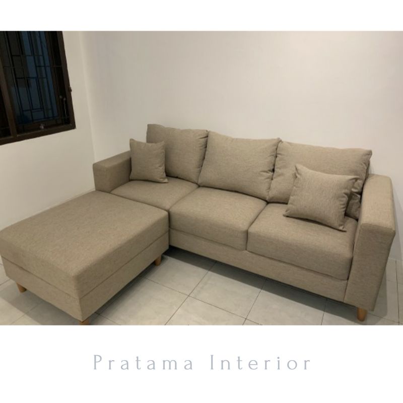 Jual Sofa L Putus Minimalis / Sofa 3 Seater + Puff / Sofa Tamu 3 Dudukan / Pratama Interior Sofa ...