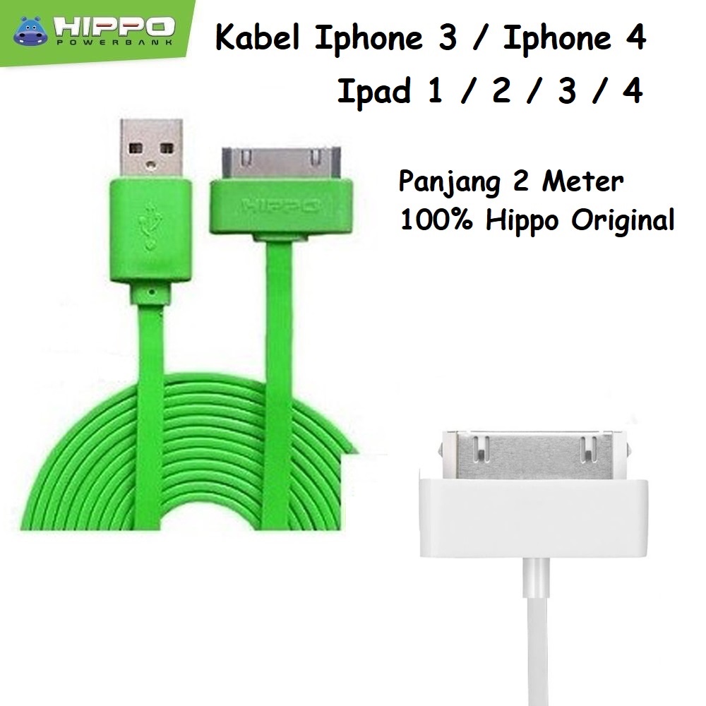 Jual Kabel Data Hippo Caby Iphone 4 4G 4S 3 3G Ipad 1 2 3 4 200cm 2M ...