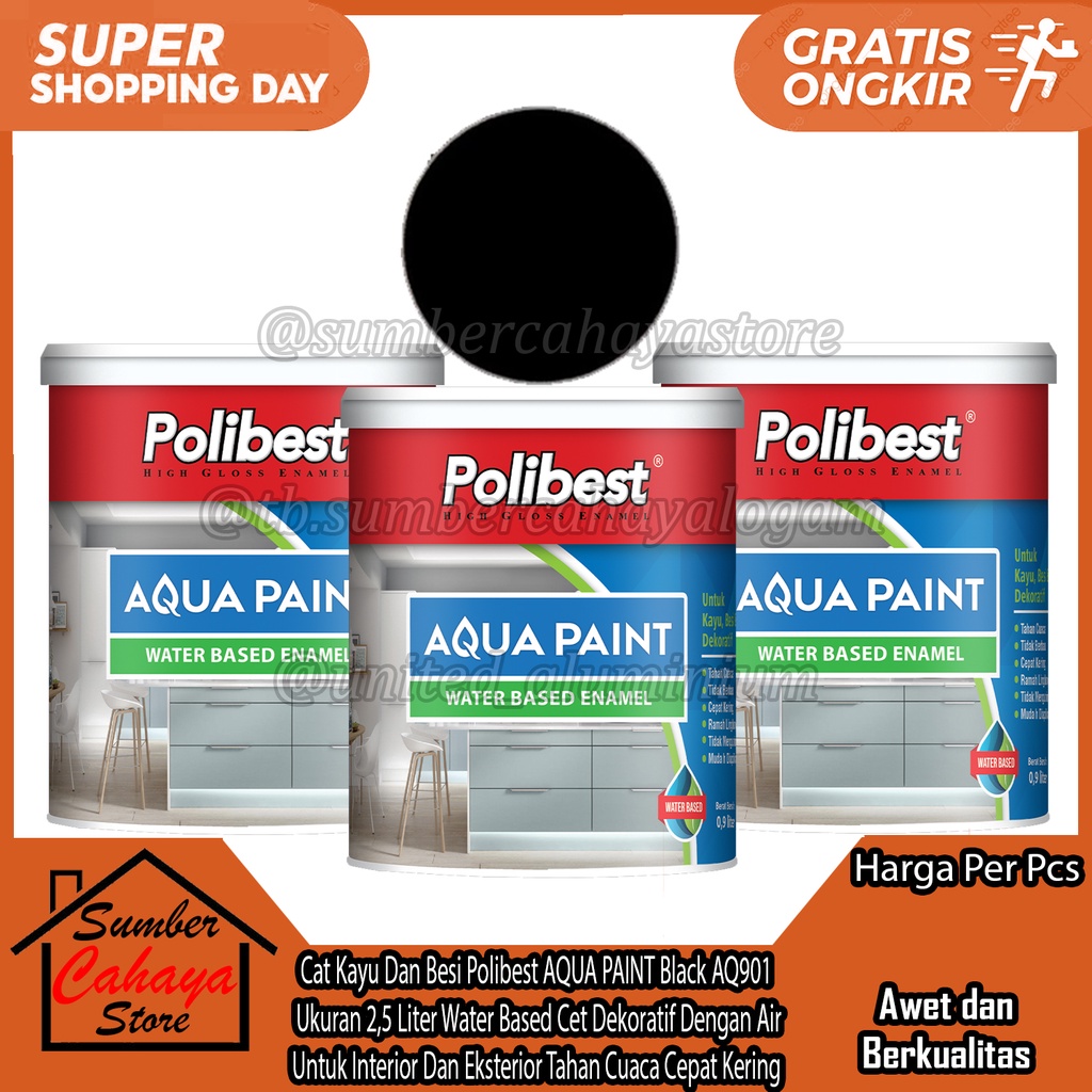 Jual Polibest AQUA PAINT Black AQ901 Cat Kayu Dan Besi Ukuran 2,5 Liter ...