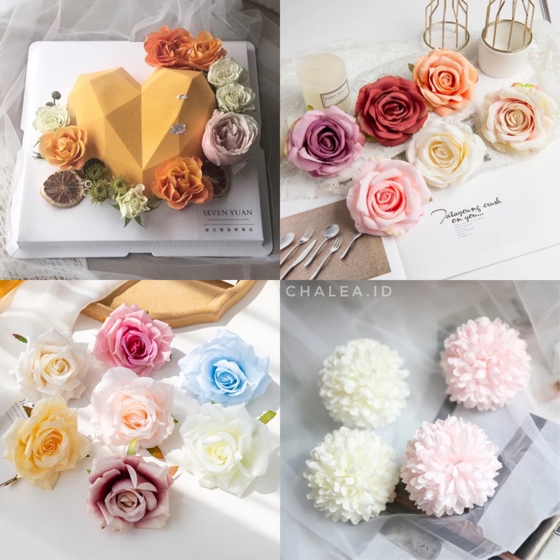 Jual Artificial Flower Cake Topper/Hiasan Bunga Dekorasi Kue Ulang Tahun/Rose/Mawar/Daisy/Peony ...