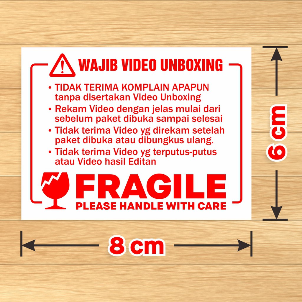 Jual Sticker Fragile Label Wajib Video Unboxing Stiker Pengiriman ...
