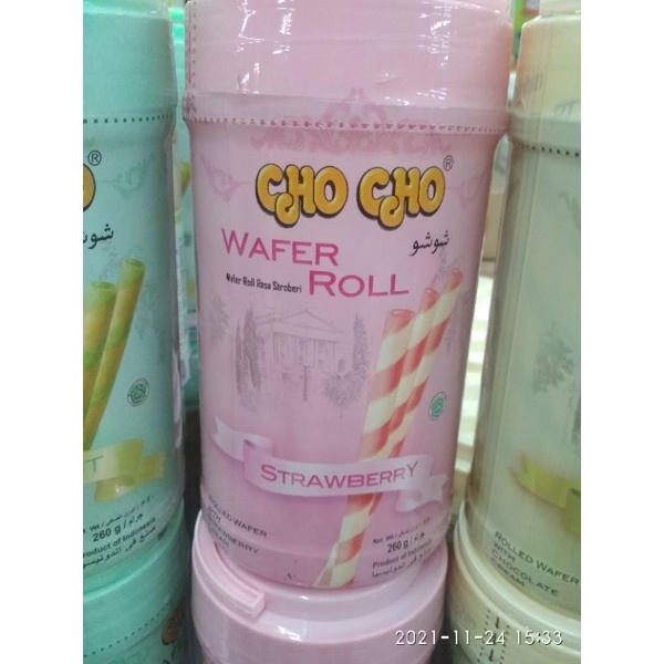 Jual cho Cho wafer roll 260g coconut, strawberry, Chocolate. | Shopee ...