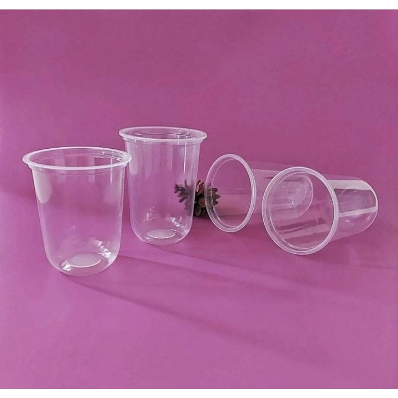 Jual GELAS PLASTIK BENING / GELAS PLASTIK / CUP BOBA / CUP OVAL 14 Oz ...
