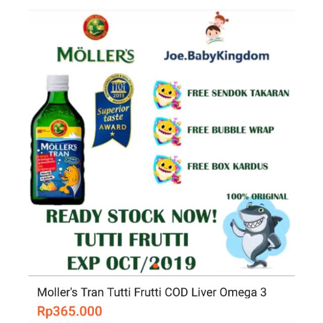 Jual Moller Trans COD Fish Oil (Liver Omega 3) 250Gram, Rasa Tutty ...
