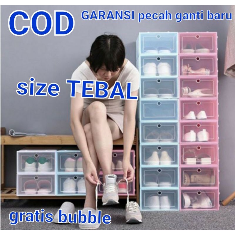 Jual box sepatu tranparan tebal uk 31x21x12cm | Shopee Indonesia