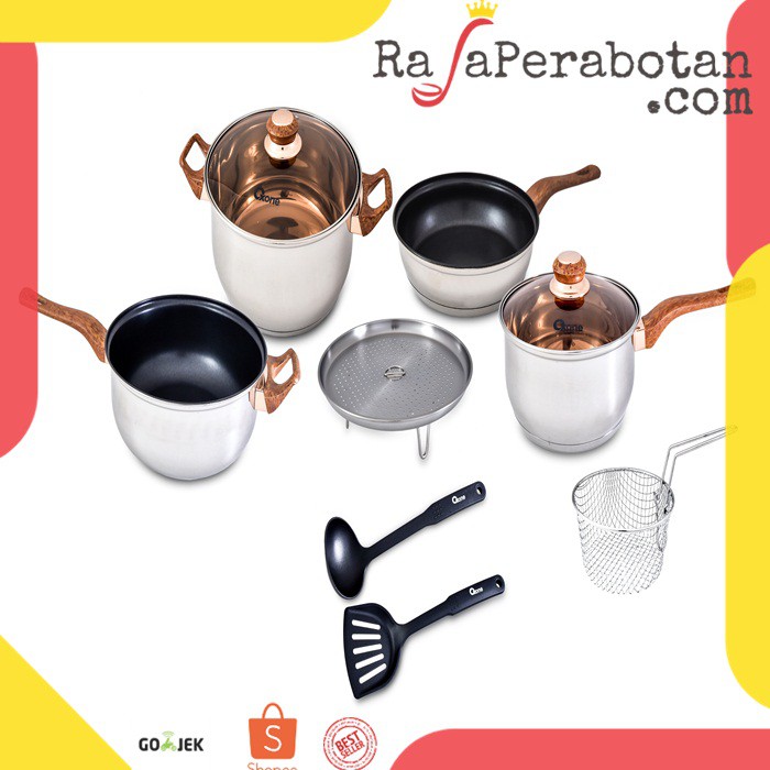 Jual Oxone OX911 Panci Stainless Steel Set Anti Karat Basic Cookware 4+2 Pcs OX-911 Original ...