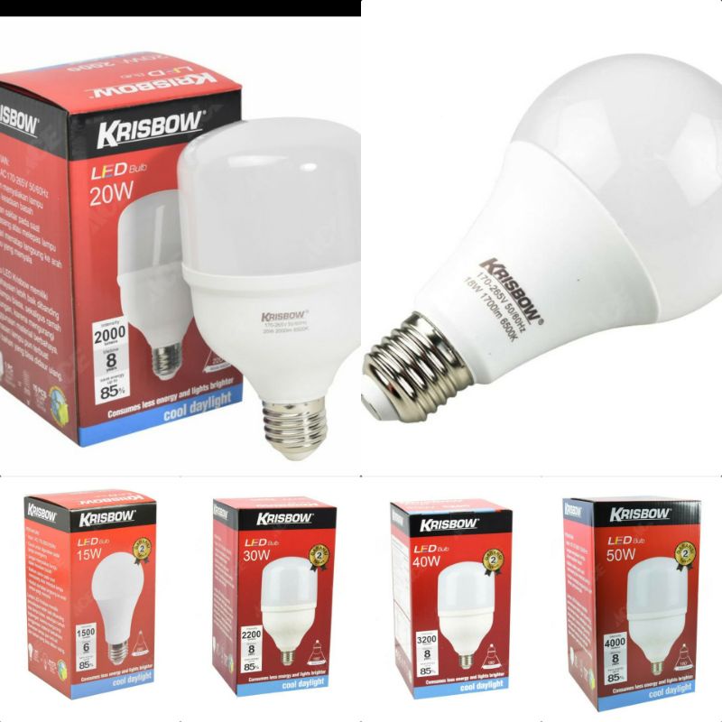 Jual KRISBOW BOHLAM LAMPU E-27 15, 18, 20, 30, 40, 50 WATT PUTIH DAN ...