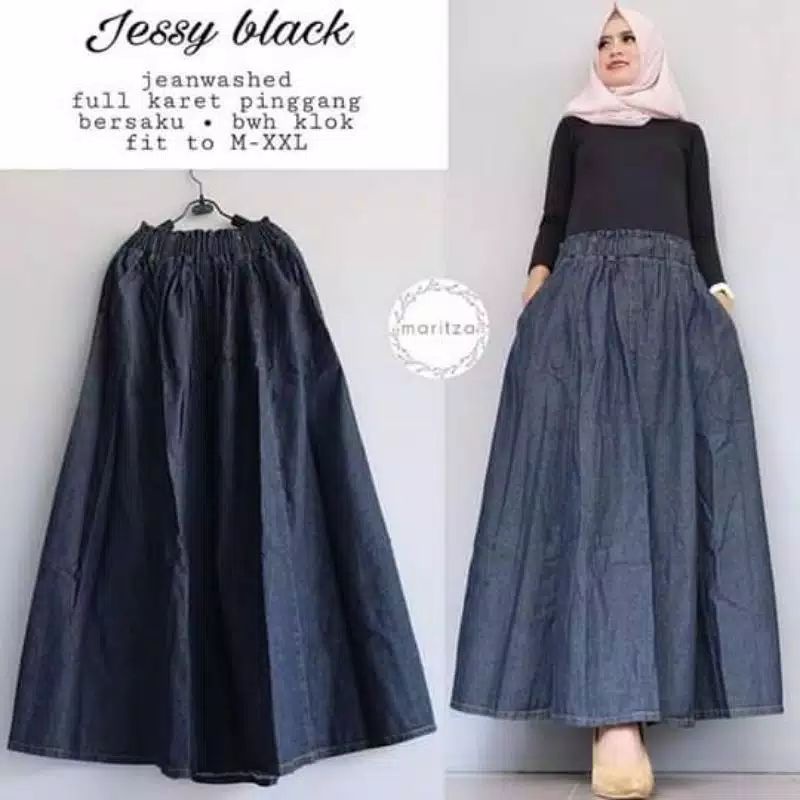 Jual Rok Jeans Payung Black Ukuran Jumbo Original Rok Mayung xxl ...