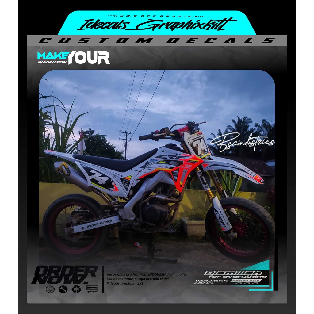Jual 00348 sticker decals fullbody honda crf 150L tema garis stabilo simpel bebas custom ...