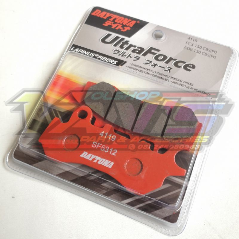 Jual Kampas Rem Daytona Ultra Force Lapinus Fiber 4119 DEPAN PCX 160 ...
