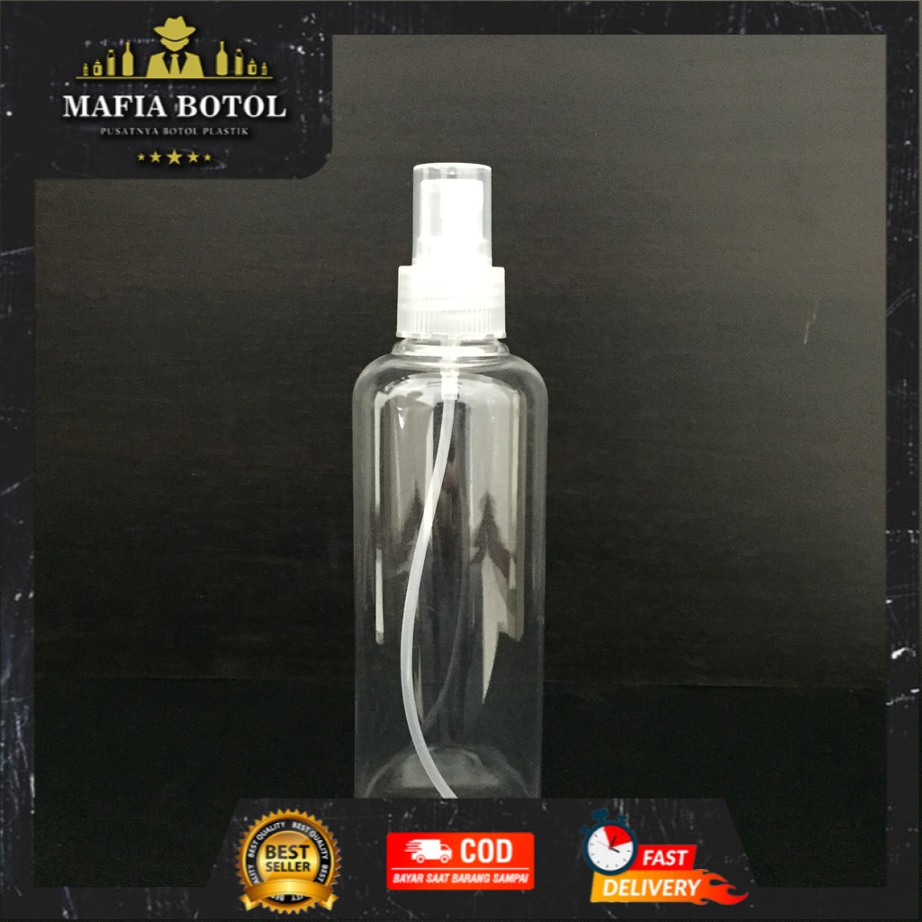 Jual Botol Plastik spray 250 ml semprot bulat tutup bening putih hitam ...