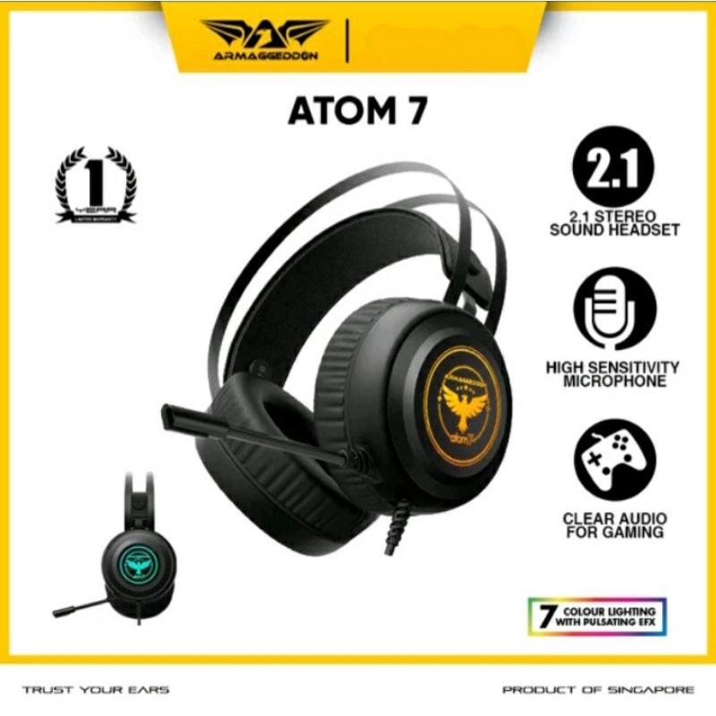 Jual Armaggeddon Gaming Headphone Atom 7 With RGB LED ORIGINAL - HITAM | Shopee Indonesia