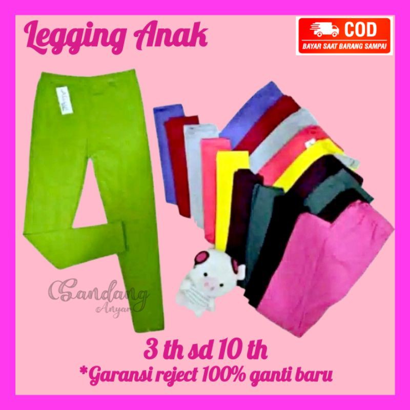Jual [PILIH WARNA] Legging ANAK usia 3-12 thn / Leging ANAK panjang ...