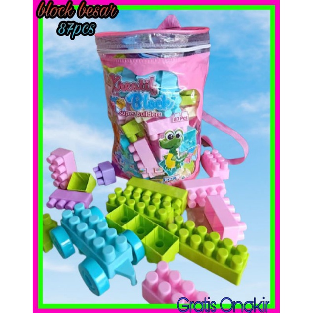 Jual Mainan Lego Block Blok Balok Susun Ukuran Besar Isi 87 Pcs ...