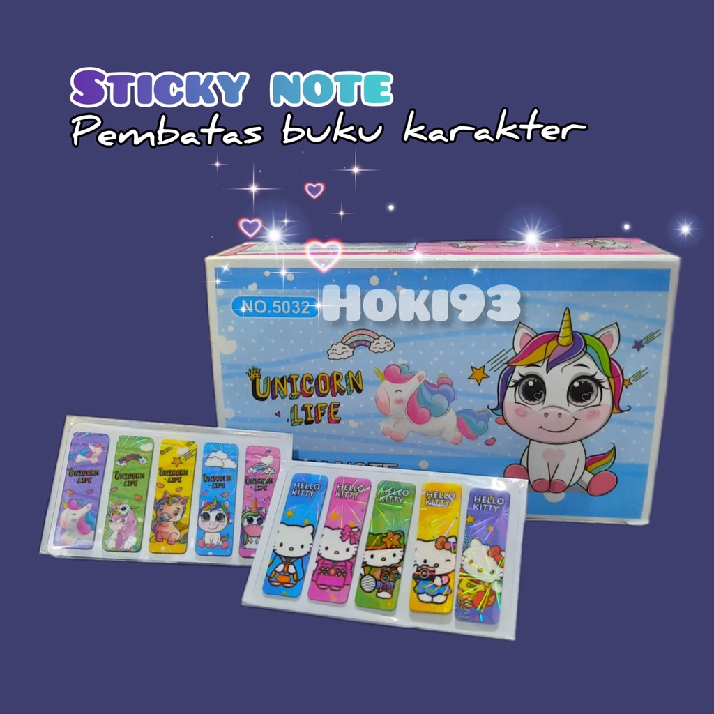Jual STICKY NOTE karakter pembatas buku sticky note plastik hologram ...