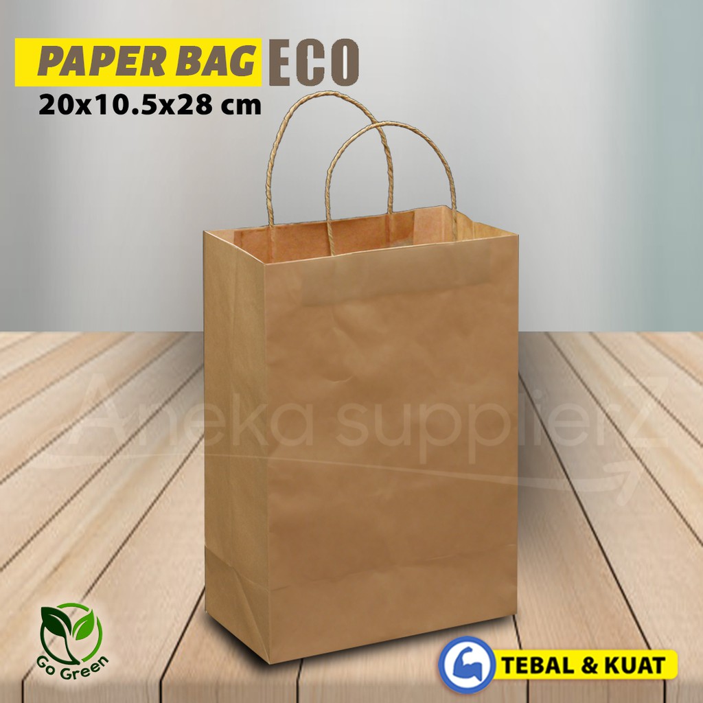 Jual Paper Bag Polos - Paper Bag Tali Kertas | 20x10,5x28 cm - COKLAT ...