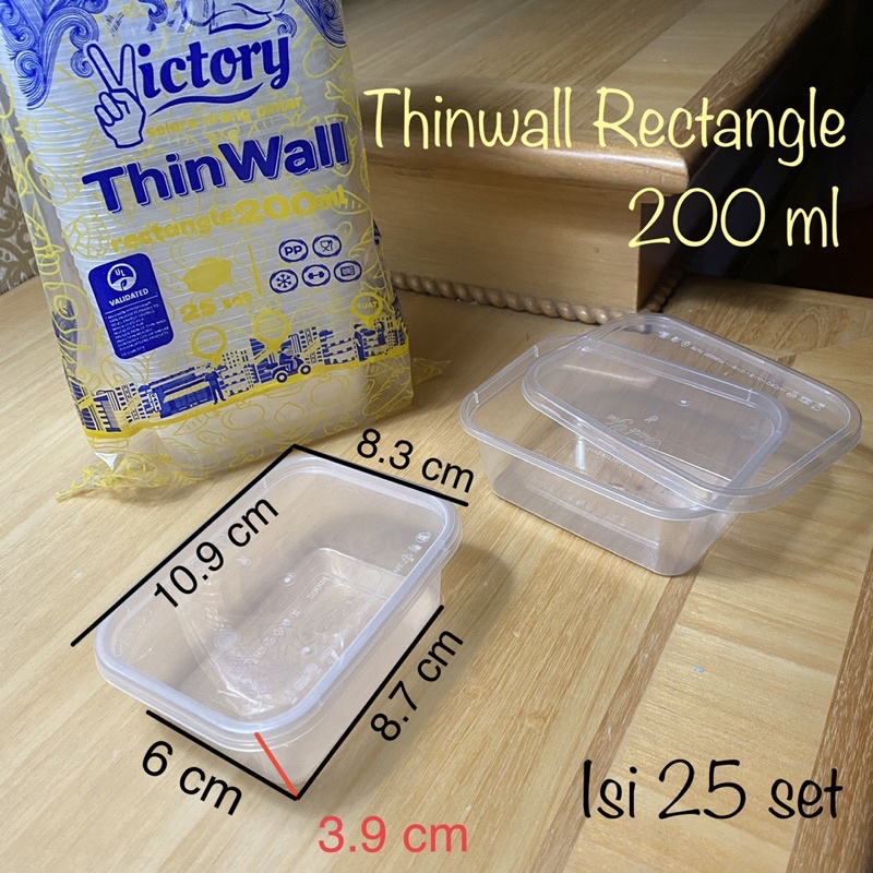 Jual [Isi25] Thinwall Rectangle 200 ml Victory / Thinwall Persegi Panjang 200ml Victory / Kotak ...