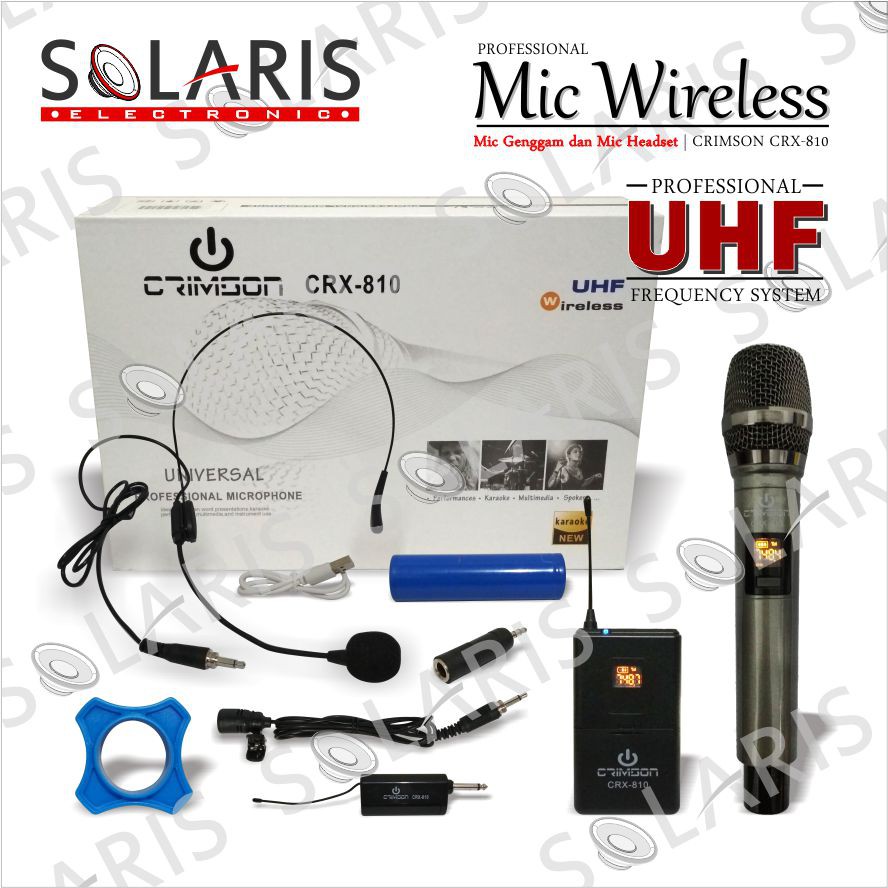 Jual MIC WIRELESS UHF CRIMSON CRX-810 MIC GENGGAM DAN HEADSET CLIP ON ...