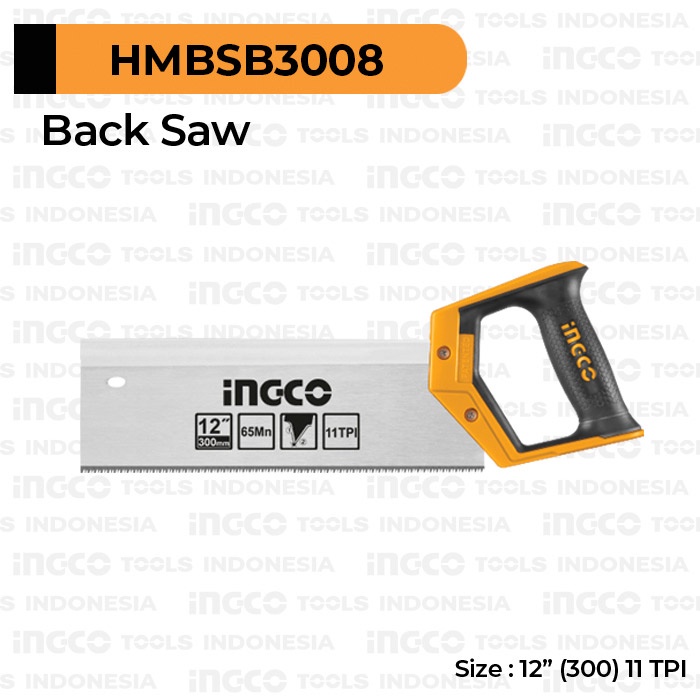 Jual Back Saw (12") INGCO HMBSB3008 Gergaji Kayu Presisi Backsaw Sudut ...