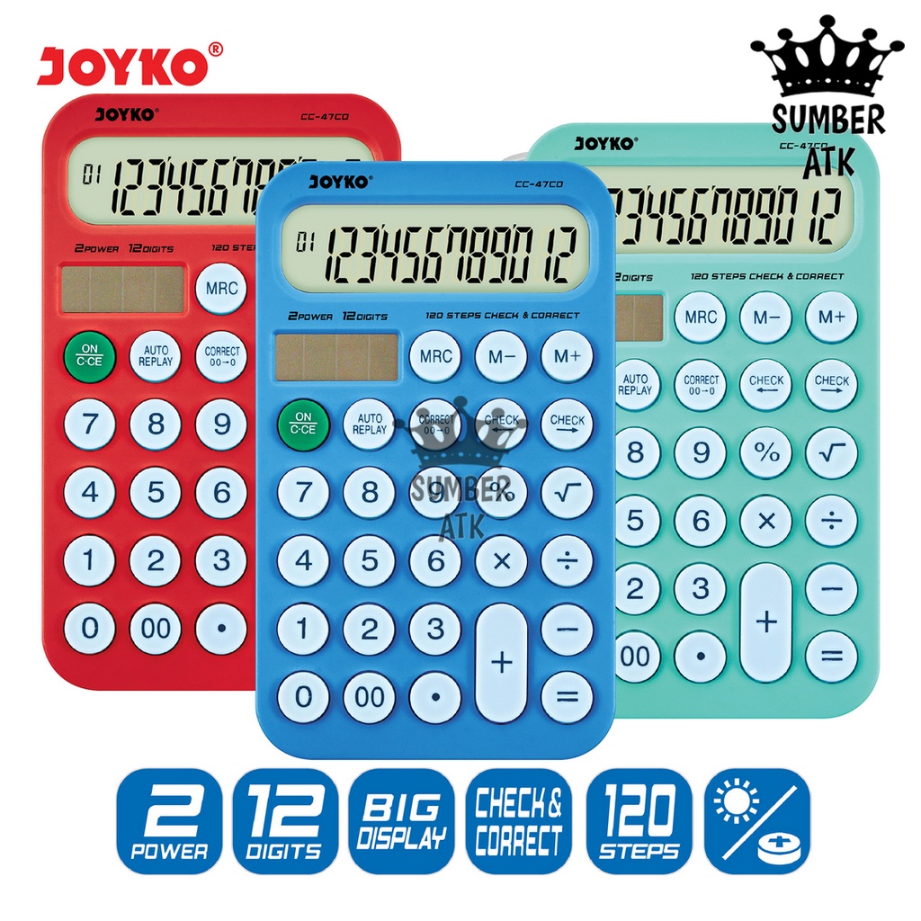 Jual Calculator Kalkulator Joyko CC-47CO 12 Digits Check Correct ...