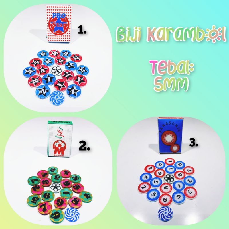 Jual Buah / Biji / Koin Mainan Karambol Ada 3 Pilihan Ketebalan 3mm ...