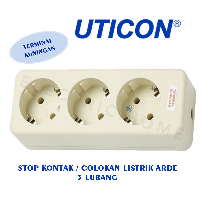 Jual UTICON STOP KONTAK ARDE 3 LUBANG CREAM ST-138 SNI ORIGINAL (HARGA ...