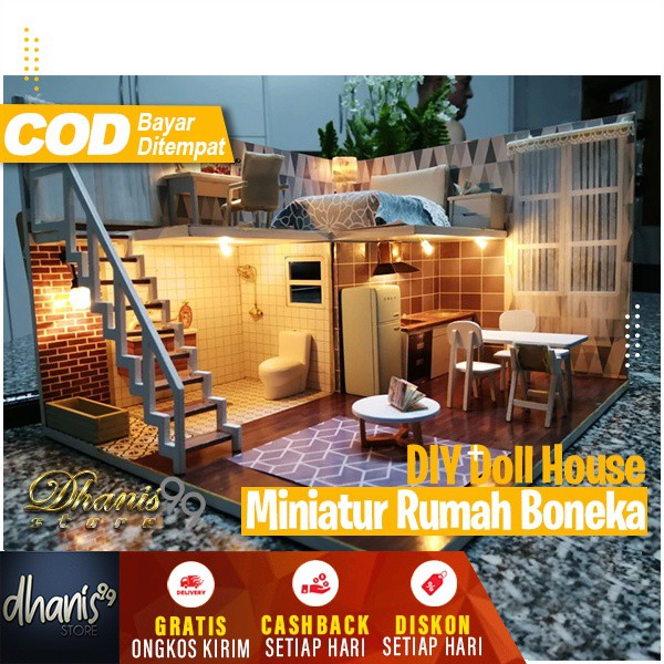 Jual Miniatur Rumah Boneka DIY Lucu Rumah Rumahan Barbie Mainan Anak ...