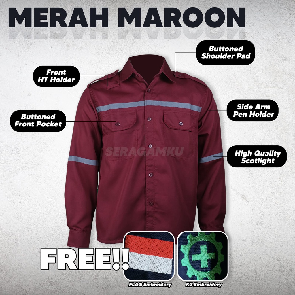 Jual Wearpack Safety Merah Maroon Werpack Atasan Kemeja Baju Kerja ...