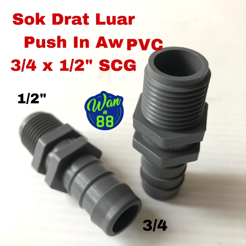 Jual Sok Drat Luar Push in PVC 3/4 x 1/2” AW SCG | Shopee Indonesia