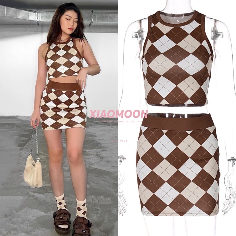 Jual (READY JKT) IRENE KOREAN ONE SET VEST BROWN PREMIUM QUALITY BAJU ...
