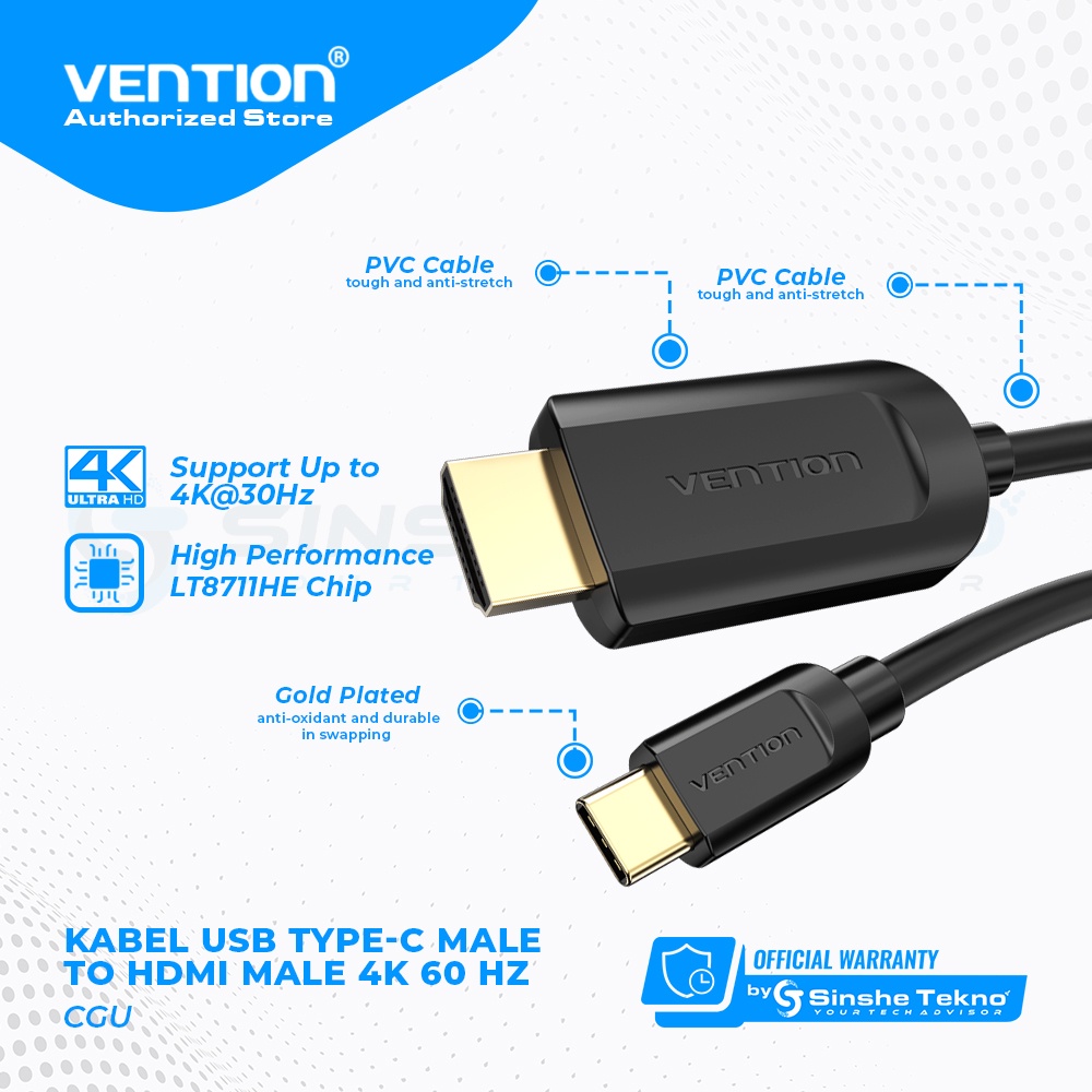 Jual Kabel Type C Usb C to HDMI Vention CGU CGR Converter Male Adapter for Mac Android ...