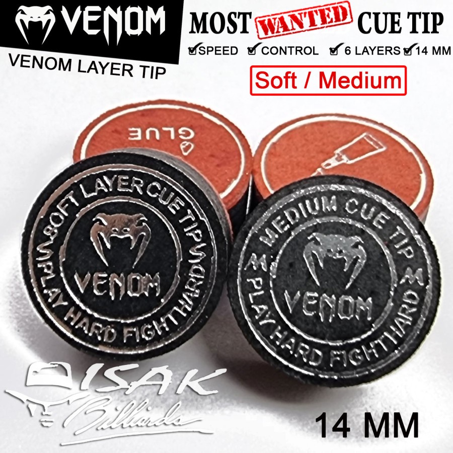 Jual Venom Black Cue Tip - 14 mm Pro Layer Billiard | Shopee Indonesia