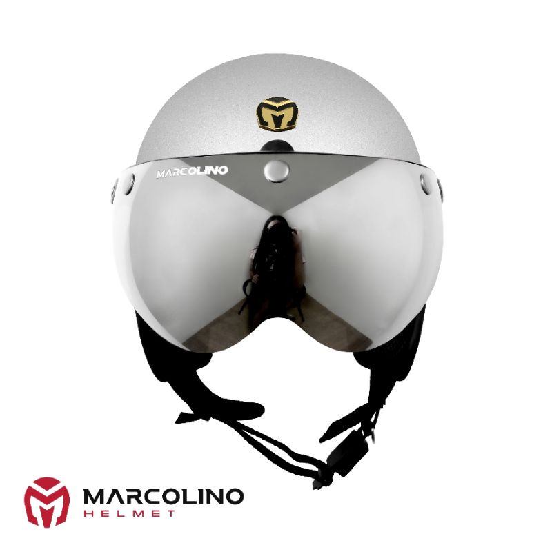 Jual Helm Bogo Retro Marcolino Classic Edition Silver Glossy SNI Half ...