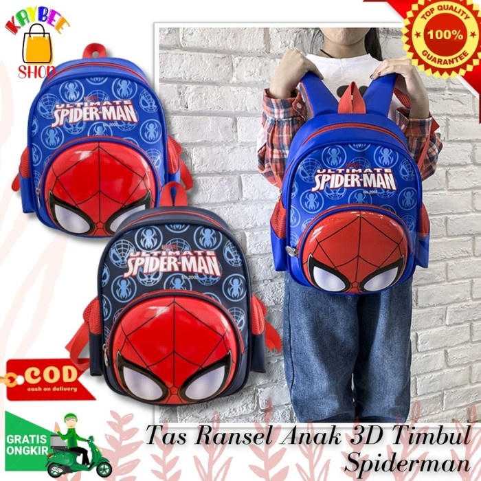 Jual Tas Ransel Sekolah Anak Laki TK PAUD Import 3D Marvel Spiderman | Shopee Indonesia