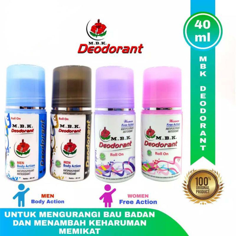 Jual M.B.K Deodorant Roll On 40 ml Man ( Blue and Grey ) Woman ( Pink and Purple ) | Shopee ...