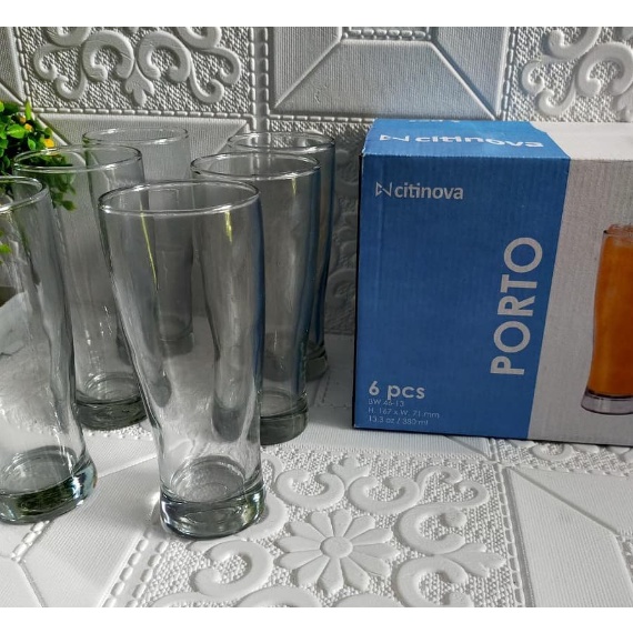 Jual GELAS MINUM KACA PORTO CITINOVA 6 PCS | Shopee Indonesia