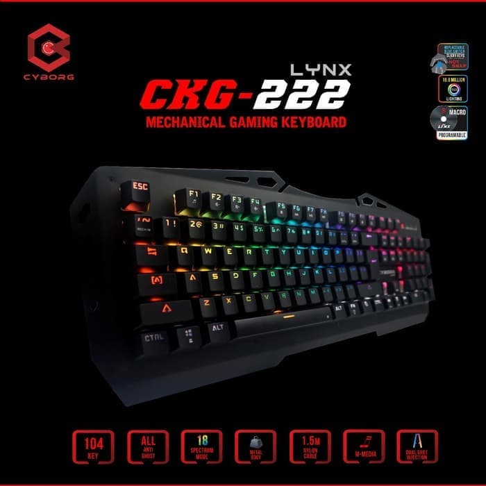 Jual KEYBOARD GAMING Cyborg LYNX CKG - 222 RGB Mechanical Gaming Game ...