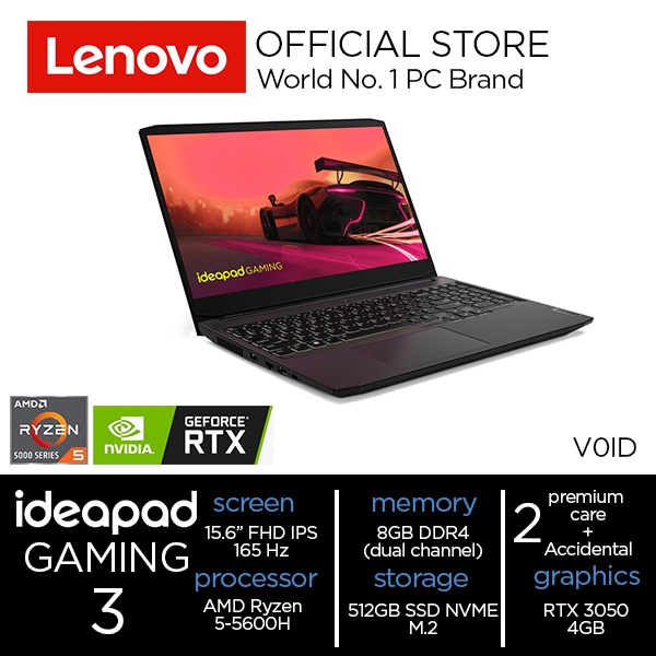 Jual Lenovo IP Gaming 3 V0ID AMD Ryzen 5-5600H/8GB/512SSD/RTX3050/15.6 ...