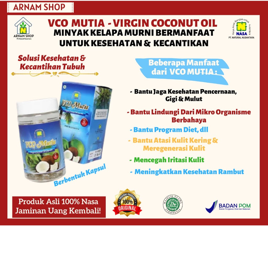 Jual VCO MUTIA - VIRGIN COCONUT OIL CAPSULE NASA - MINYAK KELAPA MURNI ...