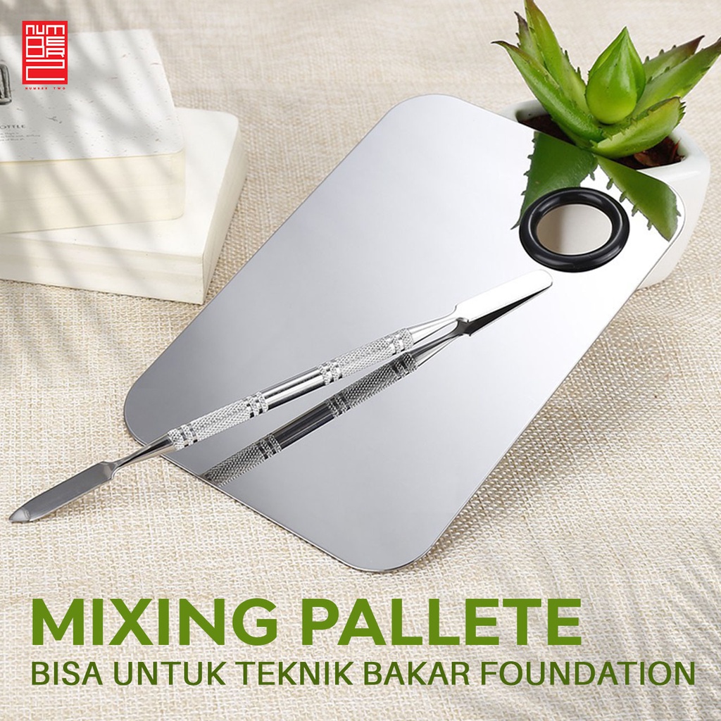Jual Mixing Pallete make up stainless steel palette foundation spatula ...