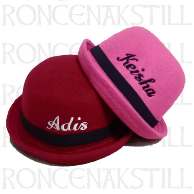 Jual Topi Caplin / Bowler Hat Free Bordir Custom Nama/Request Nama ...