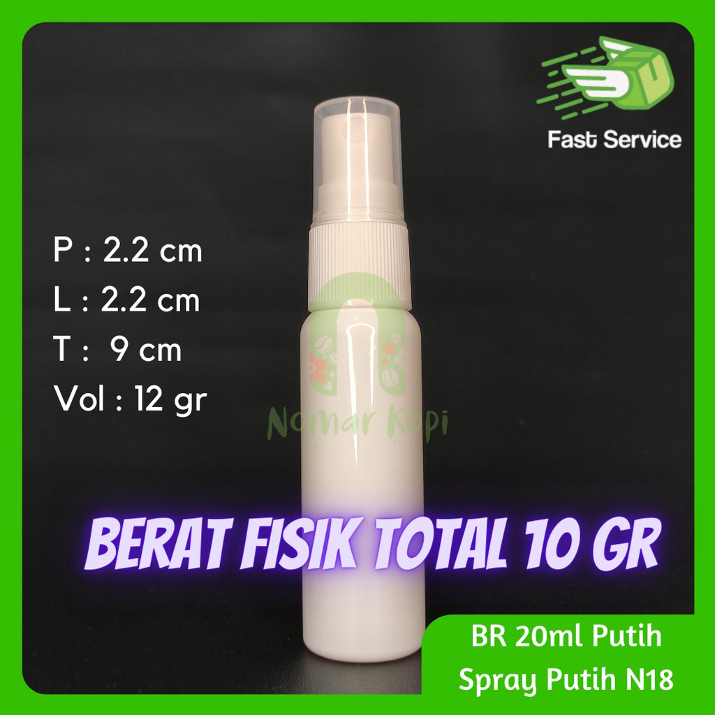Jual Botol Putih 20ml BR Spray Putih PET Tebal Serum Handsanitizer Neck ...